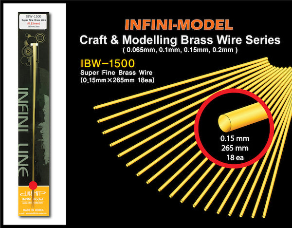 INFIBW1500 Infini Model Super Fine Brass Wire (0.15mmx265mm) 18pcs